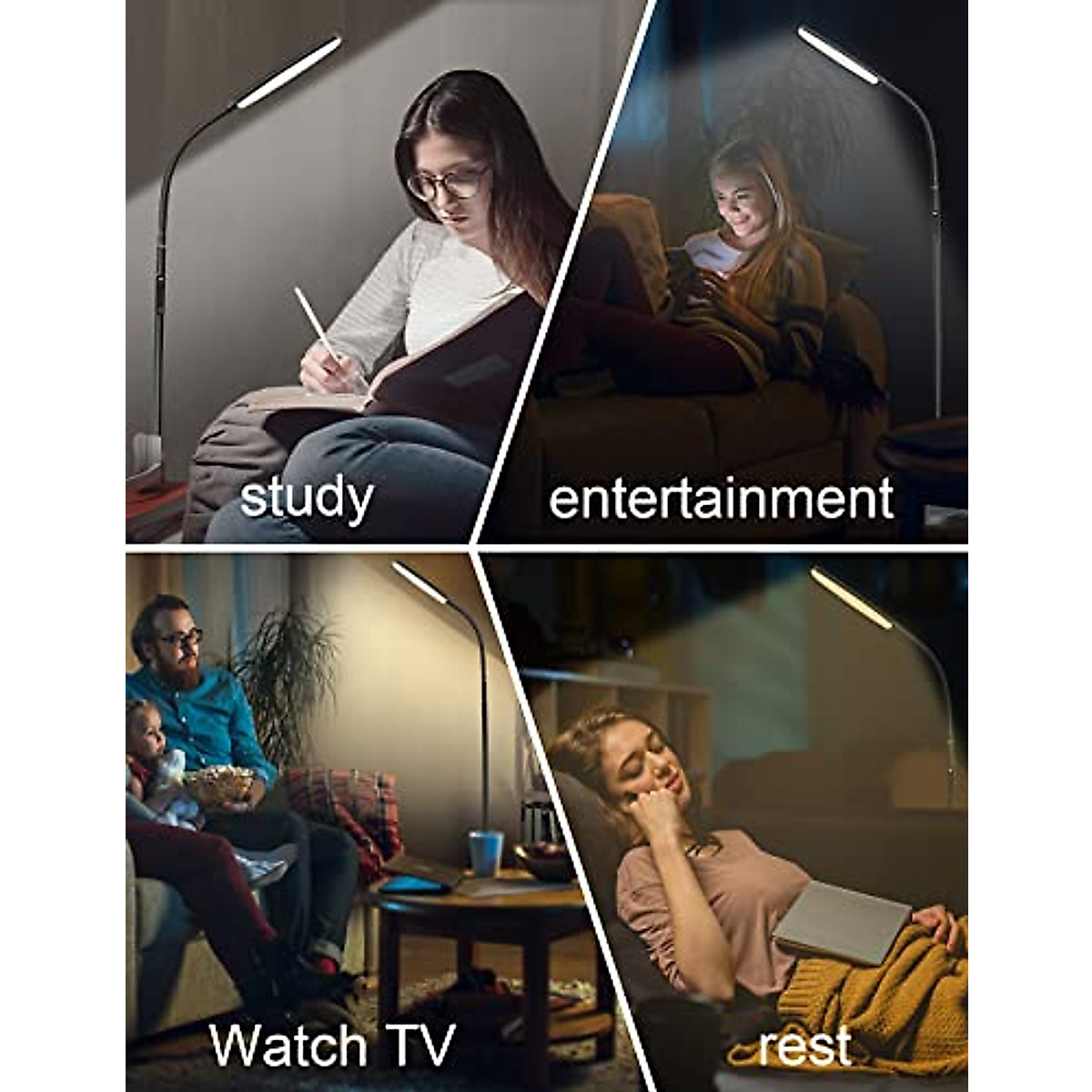 Modern LED Floor Lamp Bright 18W sofa reading Lamps Estheticians' Light for Lash Extensions,Dimmable Modern Standing Light,Adjustable Gooseneck Task Lighting for Living Room Bedroom Office