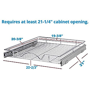 HOLD N' STORAGE Pull Out Cabinet Organizer, Heavy Duty-w/Lifetime Limited Warranty-20”Wx21”D- Requires At Least a 21-1/4” Cabinet Opening, Steel Metal Cabinet Drawers Slide Out, Chrome Finish