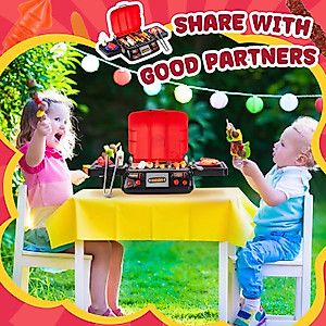 Kids Grill Playset Kitchen Pretend Play Set for Kids BBQ Grill Playset Pretend Play Food Grill with 15 Pcs Fake Food Accessories Toys Cooking Pretend BBQ Accessories Camping Toys for Teens Girls Boys