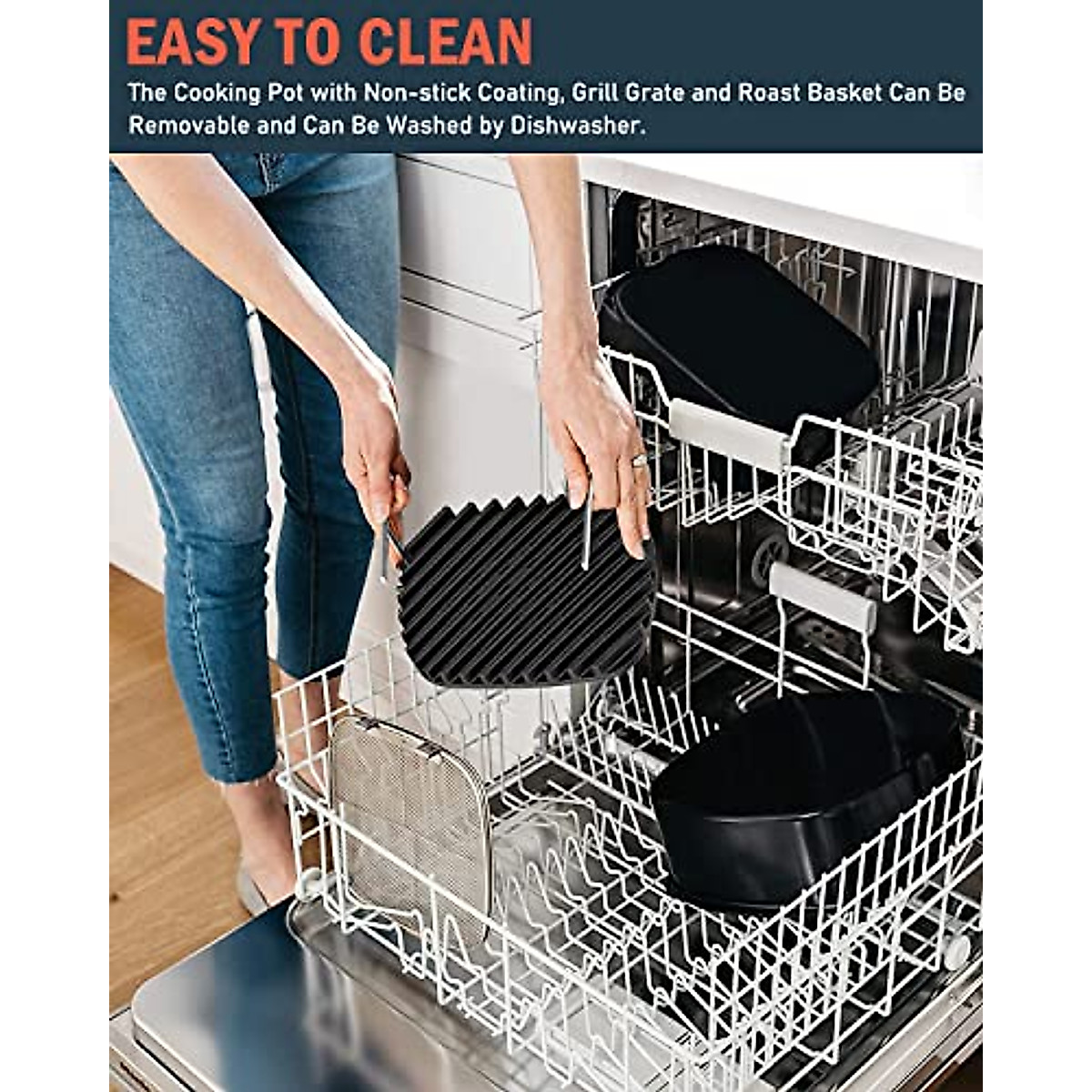 Grill and Air Fryer Combo, CATTLEMAN CUISINE 10-in-1 Indoor Electric Grill, Stainless Steel Air Fryer Grill with Air Grill, Air Fryer, Roast, Bake, Dehydrate, Beef & Fries, 6.5QT, Silver