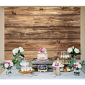 WOLADA 6x4FT Rustic Wood Wall Backdrop Natural Brown Wooden Board Photography Background Baby Shower Birthday Party Cake Table Decoration Banner Backdrops Photo Booth Prop 11839