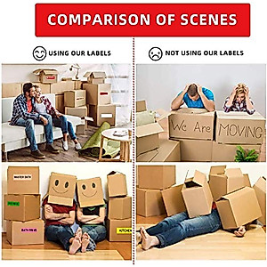 Labelebal 960 Count Moving Labels 14 Different Living Spaces + Fragile Stickers + Blank White Label Home Moving Color Coding Labels Moving Sticker for Storaging Packing Moving (16Rolls, 60/Roll)