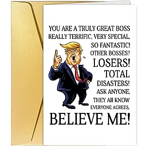 Spercy Funny Trump Boss's Day Card, Trump Birthday Card for Boss, Happy Boss's Day Gift, You Are Truly Great Boss