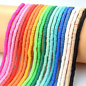 8000Pcs Clay Beads Clay Bracelet Beads 6mm Flat Round Clay Beads Clay Spacer Beads Flat Colorful Clay Beads About 20strands Clay Beads for Jewelry Making Bracelets Necklace Crafts (20 Color, 6mm)