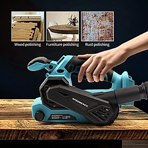 Cordless Belt Sander,18 Inch for Makita Battery 18V, Brushless Electric Power Belt Sander with 6 Variable-speed,Portable Handheld Belt Sander Professional Polishing Tool for Rust Removal,Woodworking
