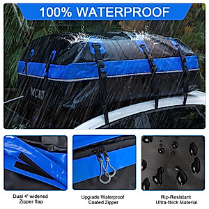 Rooftop Cargo Carrier, 21 Cubic Feet Soft-Shell Waterproof Car Roof Luggage Bag for All Vehicles SUV with/Without Rails, Includes 10 Reinforced Straps + 6 Door Hooks,Storage Bag,Anti-Slip Mat