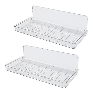Meprotal Wall Mounted Shower Caddy Adhesive Shower Shelves Clear Plastic Shower Organizer for Bathroom Storage Shampoo Organizer Makeup Organizer (2 Pack, 9.3" x 4.17")