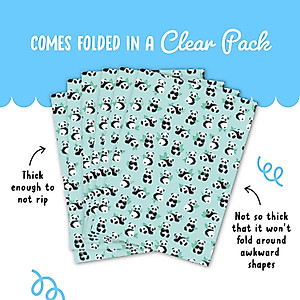 CENTRAL 23 - Green Wrapping Paper - 6 Sheets Gift Wrap - Birthday Pandas - Animals - For Men Women Boys Girls New Baby - Recyclable