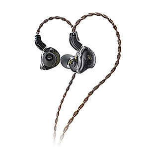 FiiO FD1 Hi-Res Earphone Wired,Beryllium-Plated 1DD,4-Stranded High-Purity Monocrystalline Copper, 0.78pin,Strong Bass (Without Mic,Black)