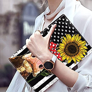 iPad Mini 6 Case, iPad Mini 2021 6th Generation Case Auto Sleep/Wake Multi-Angle Stand for iPad Mini 6th Gen 8.3 Inch , American Flag Sunflower Heifer