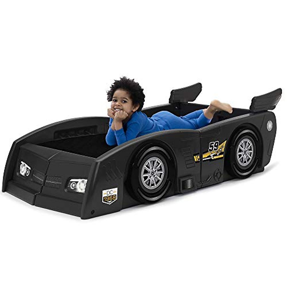 Delta Children Grand Prix Race Car Toddler & Twin Bed - Made in USA, Black