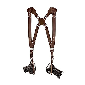 Camera Accessories Dual Harness Two Cameras - Shoulder Leather Strap - Multi Gear Double Camera Accessories DSLR/SLR ProInStyle strap by Coiro