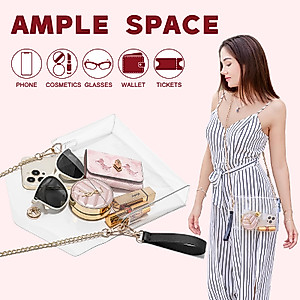 YikuStyle Clear Purse Stadium Approved,Small Clear Crossbody Bag for Women,See Through Handbag Clutch Shoulder Bag(Gold Chain)