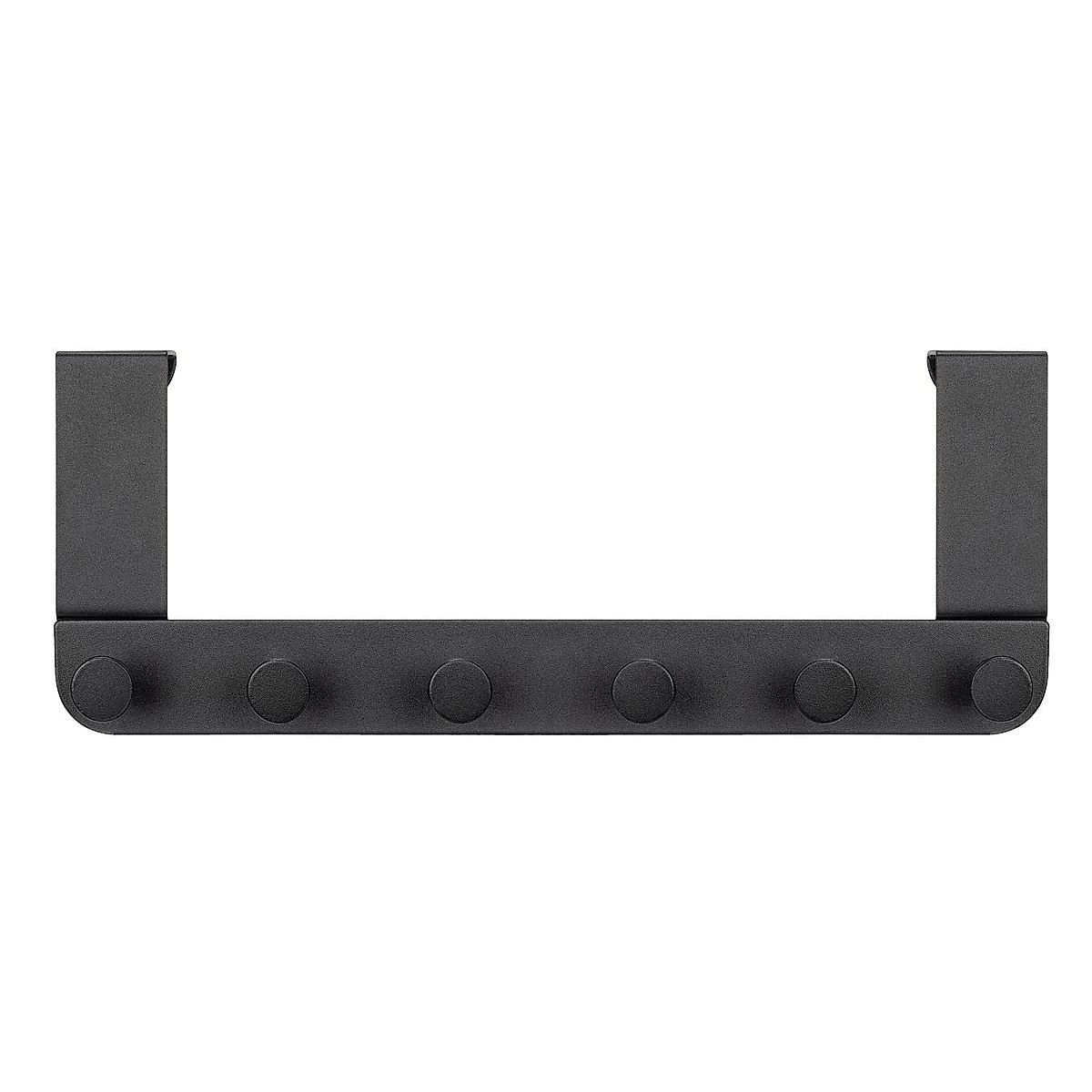 Matte Black Over the Door Bath Towel Rack with 6 Coat Pegs Heavy Duty Closet Door Hanger Towel Holder Behind Door Metal Hooks for Hanging Clothes Robe Back of Door Multi-Use Organizer Bag Rack