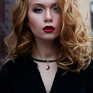 FJ leather Moon Choker Necklace for Women