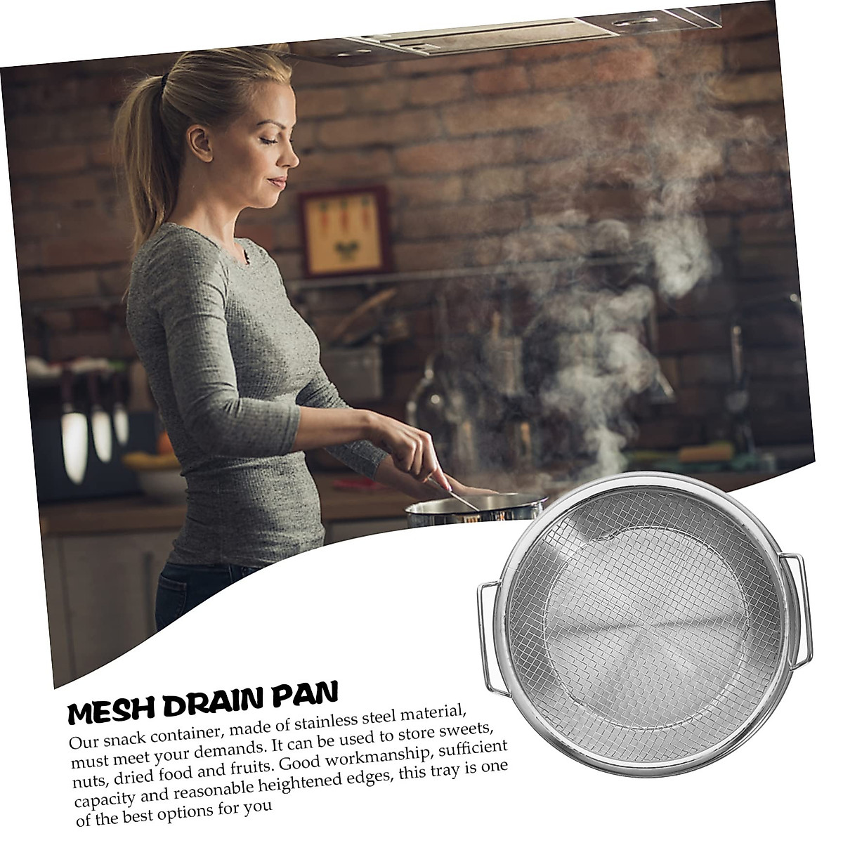 SHOWERORO 1 Set Mesh Drain Pan Barbeque Grill Plate Vegetable Drainer Fried Food Draining Rack Barbecue Grill Tray Smokeless Roasting Pan Roasting Tray Fruit Stainless Steel Egg Steamer