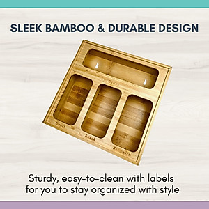 H&H Commerce LLC - Plastic Bag Organizer , Bamboo Sandwich Bag Organizer for Kitchen , Fits Major Brands - Trade Cardboard Boxes for a Neat Kitchen