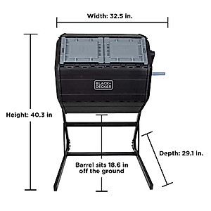 BLACK+DECKER Compost Tumbler, Dual Chamber Composter, 40 Gallon, Easy Handle System for Composting (BDSTGA9701)