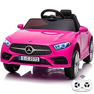 Bopilon Kids Electric Ride on Car with Remote Control, 12V Licensed Mercedes Benz Kids Car Battery Powered Electric Vehicles Toy Car, Adjustable Speed, Safety Belt, Music&LED Lights(Pink)