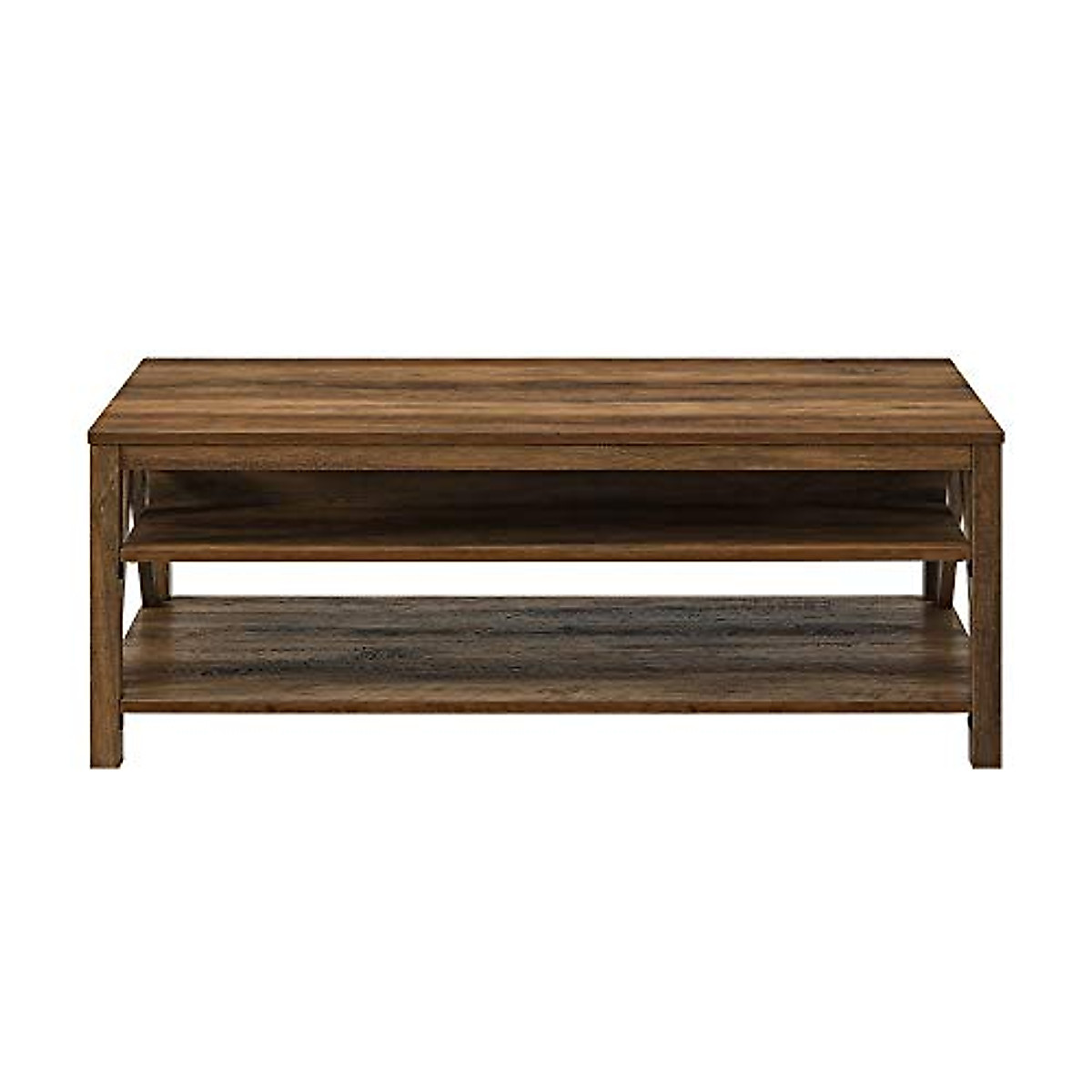 Walker Edison Modern Farmhouse A-Frame Wood Rectangle Coffee Table Living Room Ottoman Storage Shelf, 48 Inch, Rustic Oak