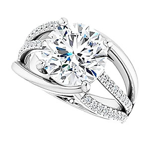 JEWELERYIUM 3 CT Round Cut Colorless Moissanite Engagement Ring, Wedding/Bridal Ring Set, Solitaire Halo Style, Solid Sterling Silver Vintage Antique Anniversary Promise Ring Gift for Her (8.5)