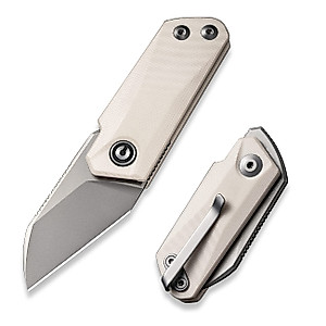 CIVIVI Ki-V Front Flipper Pocket Knife, Double Detent Slip Joint Small Folding Knife with Deep Carry Pocket Clip For Easy EDC C2108C (Ivory)