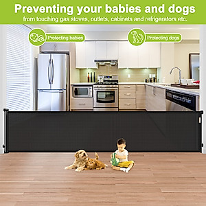 82 Inch Extra Wide Dog Gates for The House Extra Wide Retractable Baby Gates for Dogs Extra Long Baby Gate for Large Openings Outdoor Retractable Gate for Dogs Indoor Extra Large pet Gate Doorway Gate