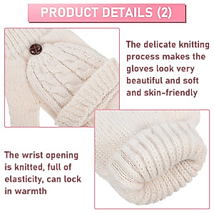 Tarpop 4 Pairs Winter Convertible Gloves Fingerless Mittens Knit Flip Wool Women Gloves Warm Half Finger Gloves with Cover