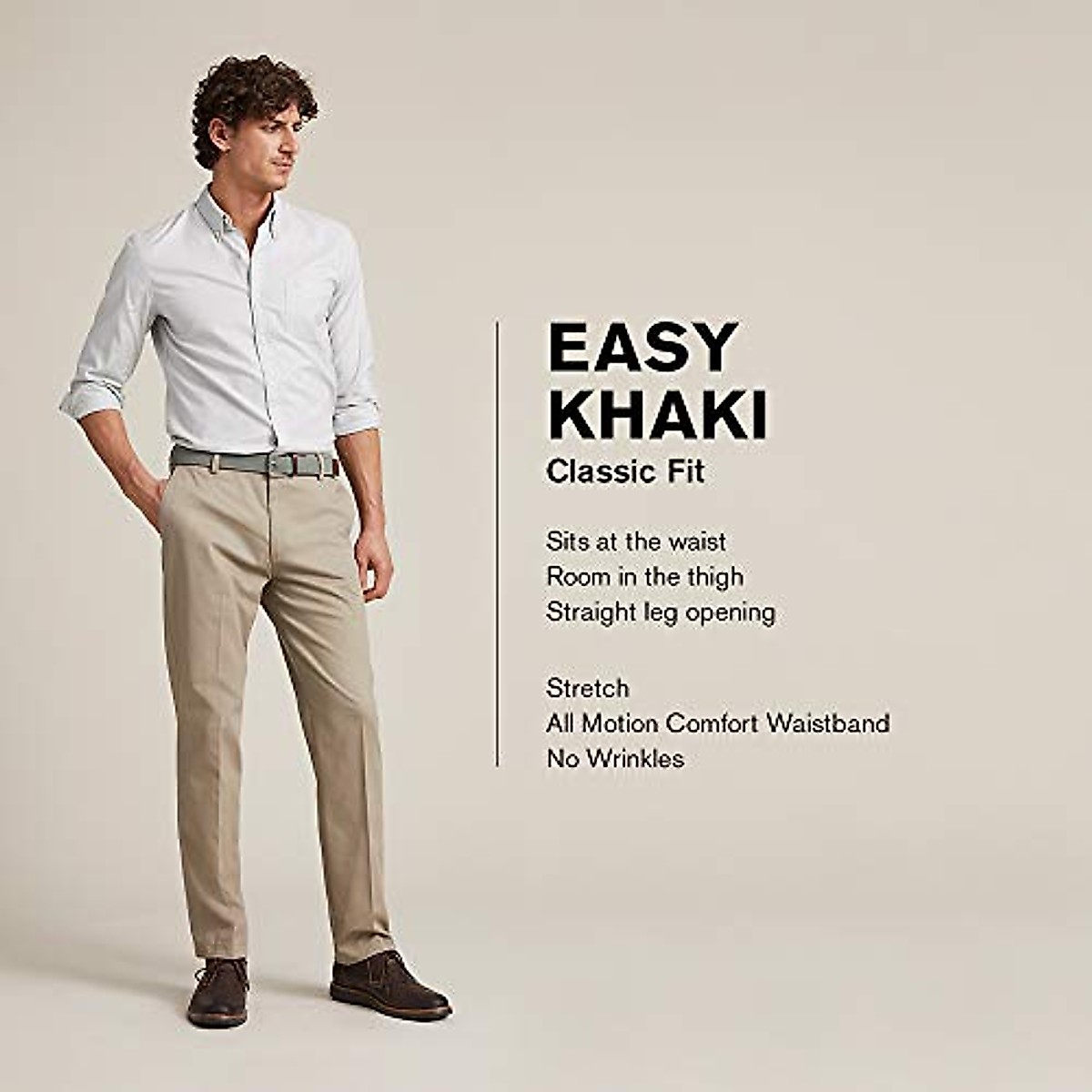 Dockers Men's Classic Fit Easy Khaki Pants (Standard and Big & Tall), Timberwolf, 32W x 30L