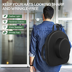 Cinati Hat Box for Travel-Crush Proof Hat Travel Case for Cowboy Hats Holder Storage Box Organizer Cap Carrier with Adjustable Carry Strap