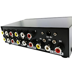 RCA Splitter with 4-Way Audio Video RCA Switch Box + RCA Cable, 4 Way Port Splitter RCA Audio Video AV Switch Box Game Selector (4 in 1 Out- B)