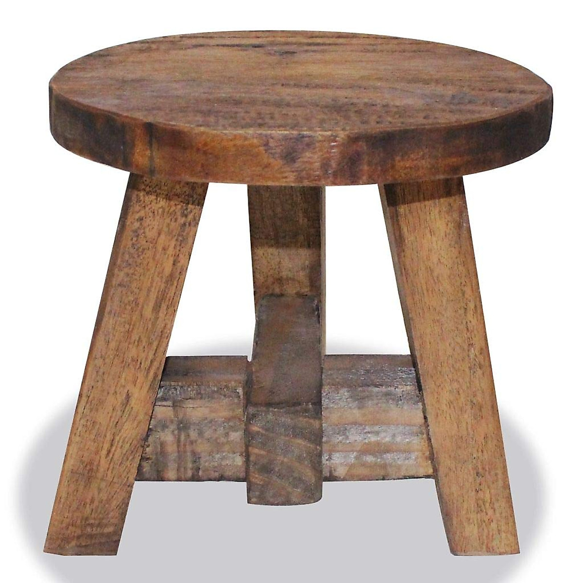 Festnight Stool Reclaimed Wood Round Stool Wooden Chair Step Stool 7.9" x 9.1" (Diam. x H)