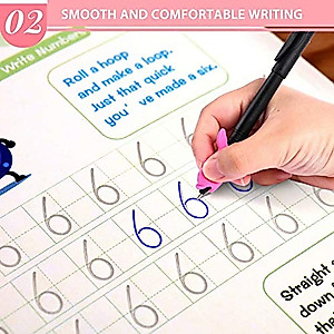 Sank Magic Reusable Practice Copybook for Kids - The Print Handwiriting Workbook-Writing Practice Book for Children (Four Books with Pen）