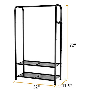 SINGAYE Clothing Racks For Hanging Clothes Rack Portable Closet Garment Coat Rack With Shelves Heavy Duty Hanger Stand Wardrobe Free Standing Closet
