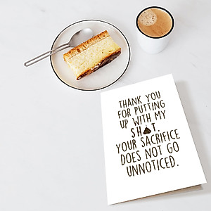Funny Thank You Card for Him Her, Appreciation Card for Mom Dad Colleague, Anniversary Card for Husband Wife, Thank You for Putting Up With My Shit