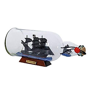 Hampton Nautical Blackbeard's Queen Anne's Revenge Model Ship in a Glass Bottle 11" - Famous Pir
