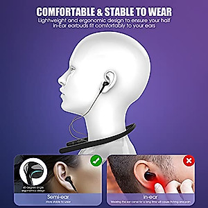 MGGZXR Bluetooth Neckband Headphones Neckband Headset 100 Hours Playtime,Built-in Noise Cancelling Microphone,Wireless Neck Headphones Semi-Ear Earbuds 3D Stereo Sportsfor iPhones Android