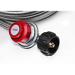 DOZYANT 20 PSI Adjustable Propane Regulator with 8 FT Stainless Steel Braided Hose for Turkey Fryer, Burner, Cooker, Firepit