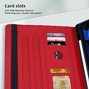 Varohix Case for iPad Air 5 2022/iPad Air 4 2020 10.9 inch Premium Leather Case Folio Magnetic Cover Card Holder with S Pen Holder and Auto Sleep/Wake for iPad Air 10.9, Red