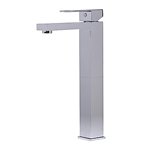 ALFI brand AB1129 Tall Square Single Lever Bathroom Faucet, Polished Chrome