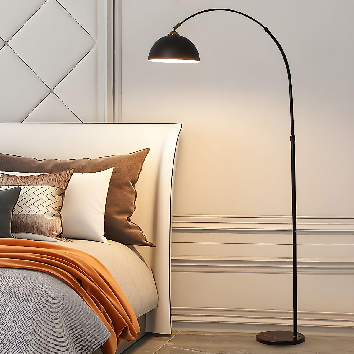 RUNNUP Modern Tall Lamp 1-Light Black Floor Lamp Metal Reading Lamp Floor Standing for Study Room Living Room Bedroom