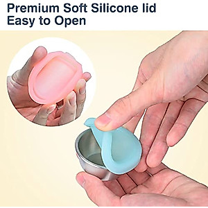 SUVHTA 6-Pack - Salad Sauce Container, 6x1.6oz Small Container With Leakproof Silicone Lid, Reusable Lunch Box Sauce Container, 304 Stainless Steel Sauce Cup, Easy to Open, Leakproof Dip Cup