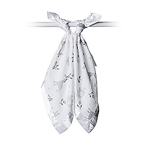 lulujo Baby Security Lovey Blankets| Unisex Softest Breathable Cotton Muslin Security Blanket with Silky Satin Trim| Neutral Comforting Blanket for Girls & Boys | 16in by 16 in| Afrique