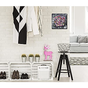 ZHAOSHOP Pink Wall Decor - Banksy Canvas Wall-Art for Bedroom - Graffiti Wall Art Poster - Abstract Painting Pop Art Ready to Hang Size 14"x 14"