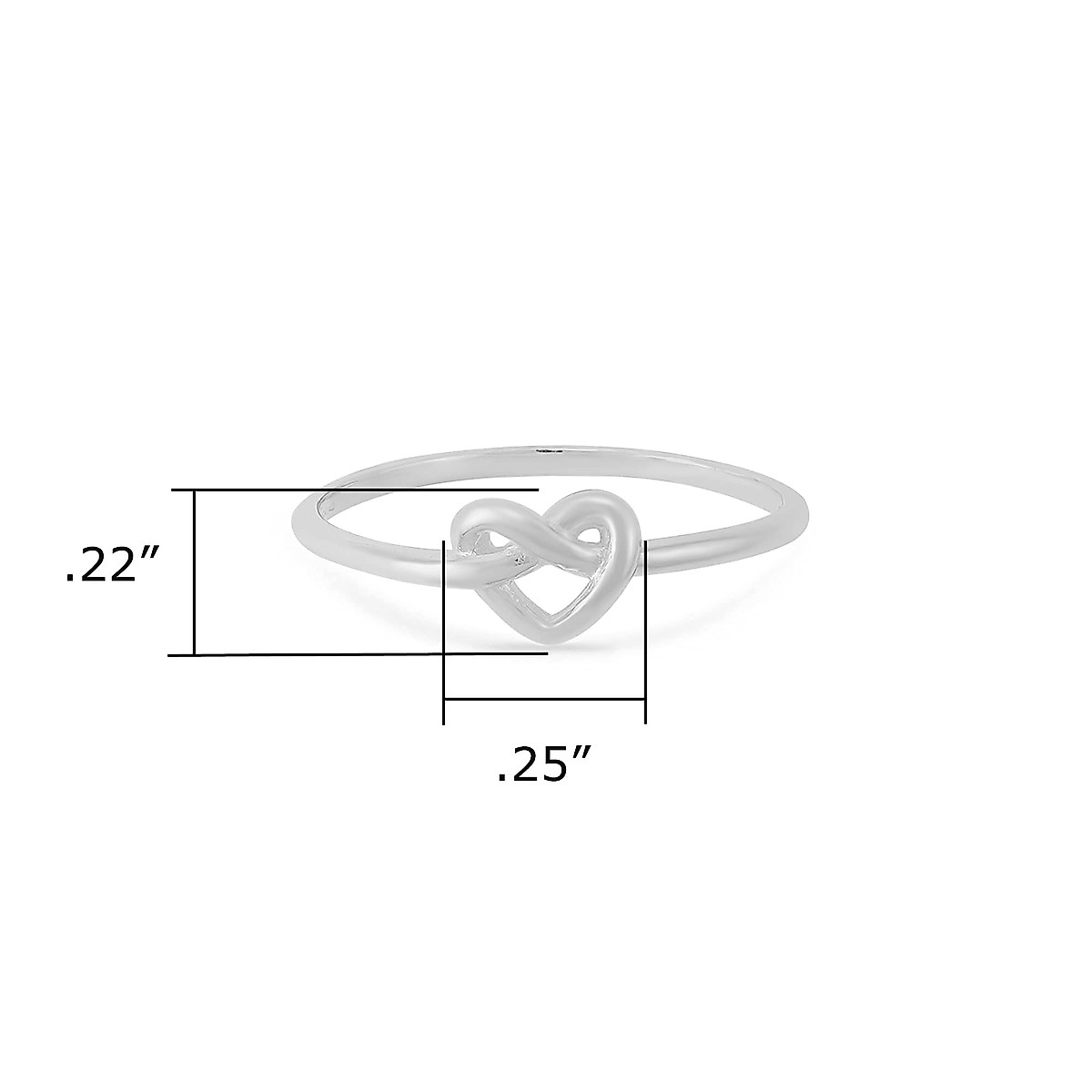 Boma Jewelry Sterling Silver Dainty Heart Knot Ring - Size 5