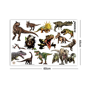 Dinosaur Wall Stickers, Peel & Stick Removable Wall Art Sticker Decals for Kids Bedroom Nursery Playroom Living Room,Multicolor