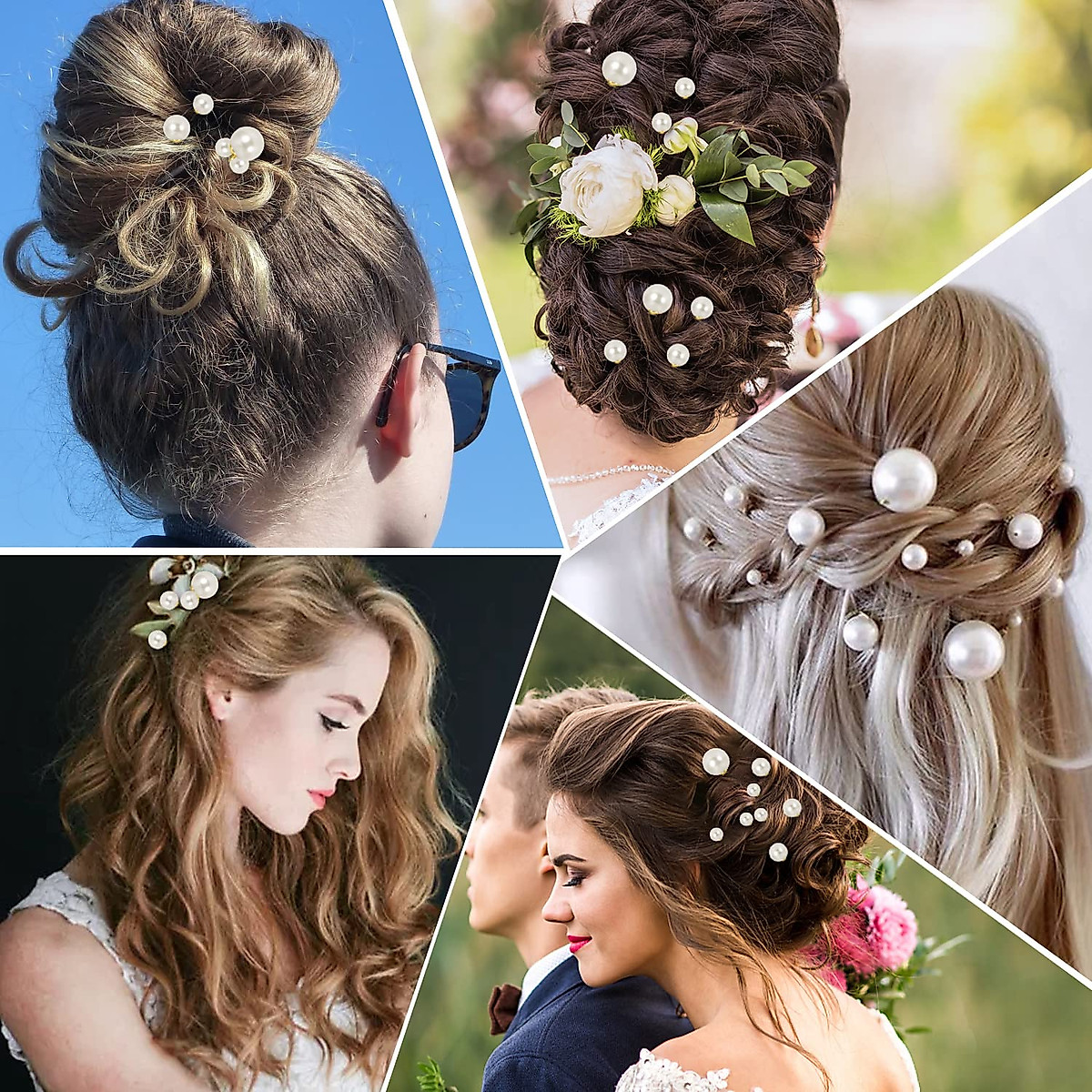 BESARME Pearl Hair Pins, 36 Pcs Wedding Pearl Hair Accessories Bridal Pearl Rhinestone Hair Clips for Brides Bridesmaid Women (Single Pearl Hair Pins)