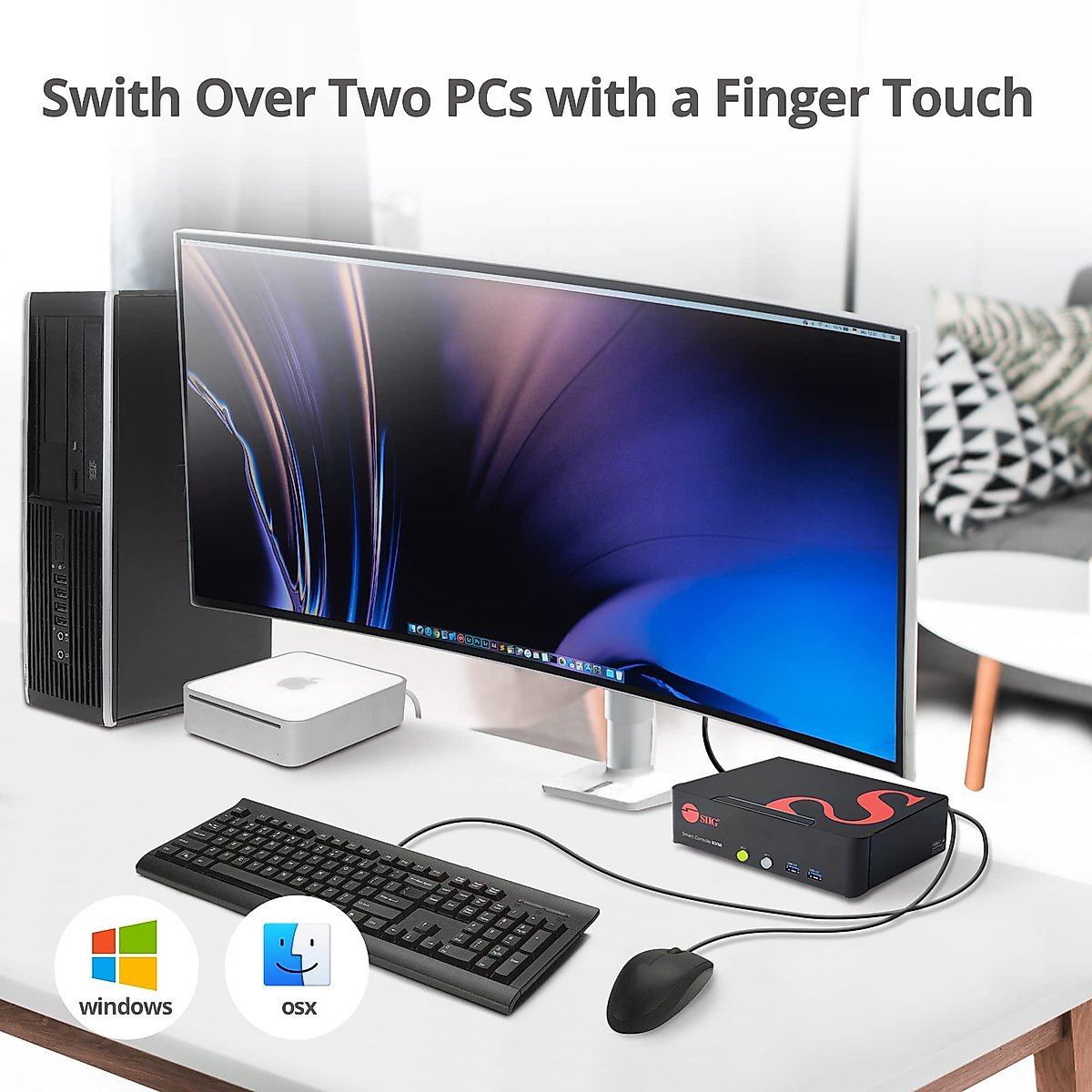 SIIG 2-Port DVI Dual-Link KVM Switch Smart Console with USB 3.0 Multi-Media (CE-DV0111-S1)
