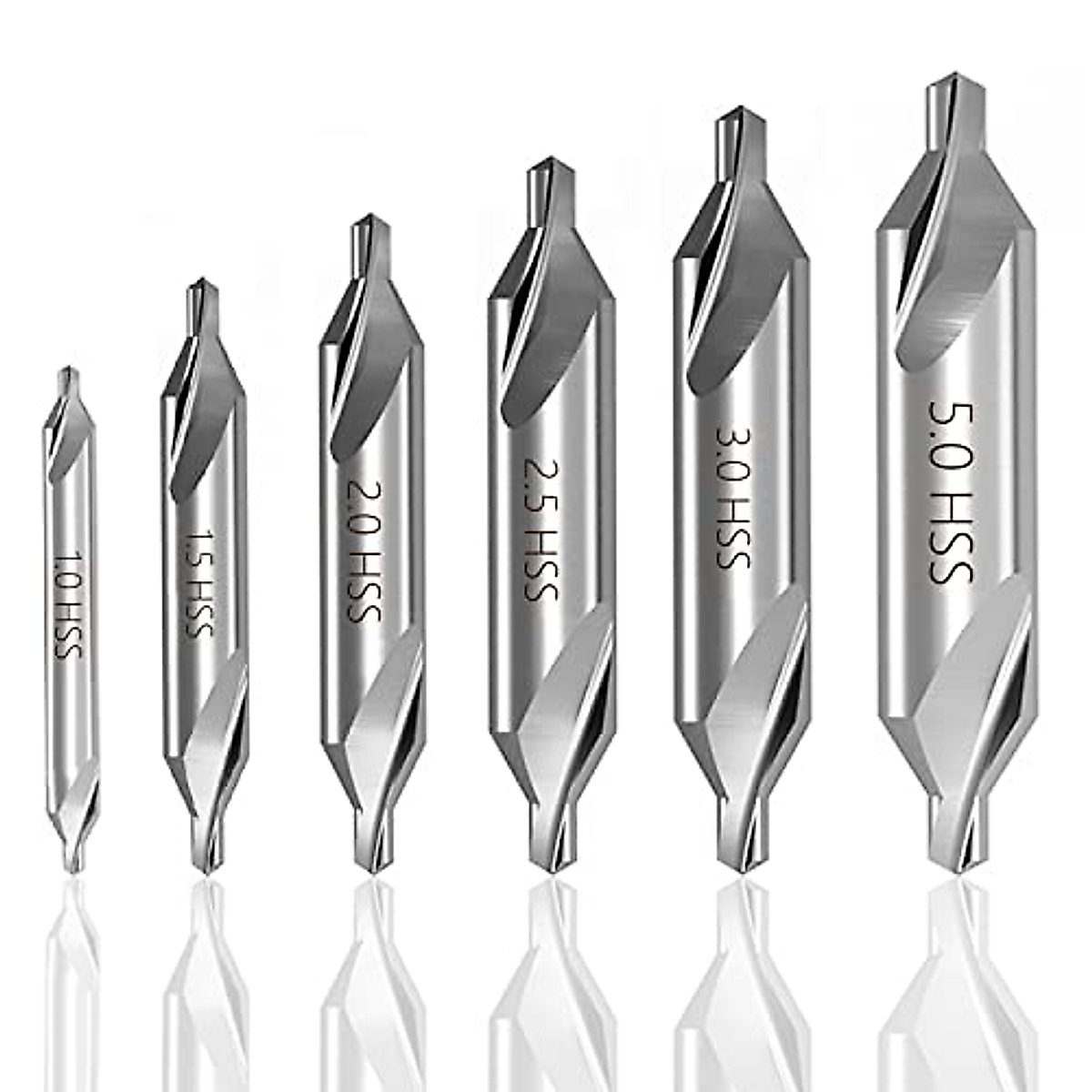 6 PCS HSS Center Drill Bits Set Combined Countersinks Tool 60 Degree Angle Lathe Mill Metalworking 5/3/2.5/2/1.5/1mm