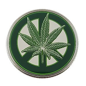 Marijuana Pot Leaf Peace Sign Metal Collectible Coin